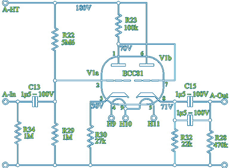 Credit card size stereo valve amplifier with buffered output